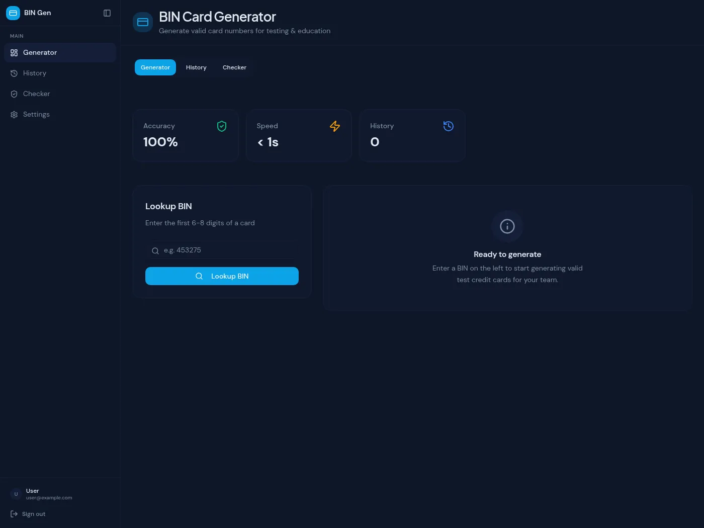 BIN Card Generator