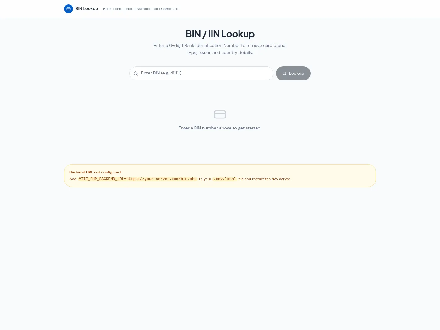 BIN Info Dashboard
