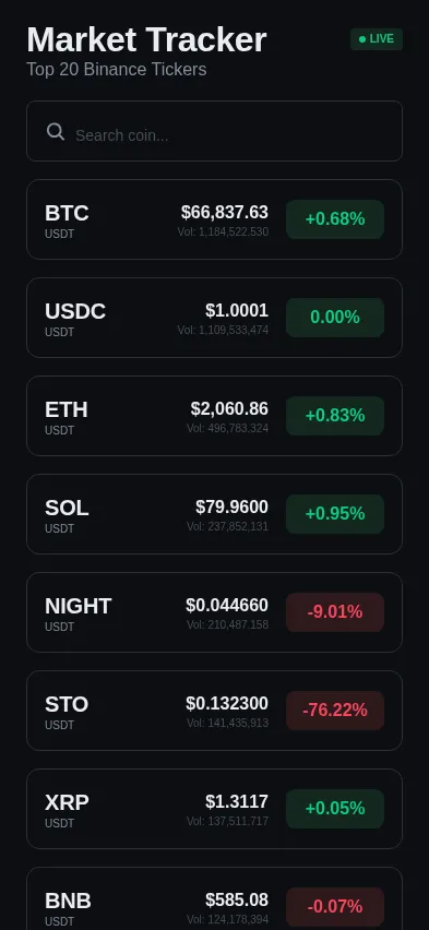 Binance Top 20 Tracker