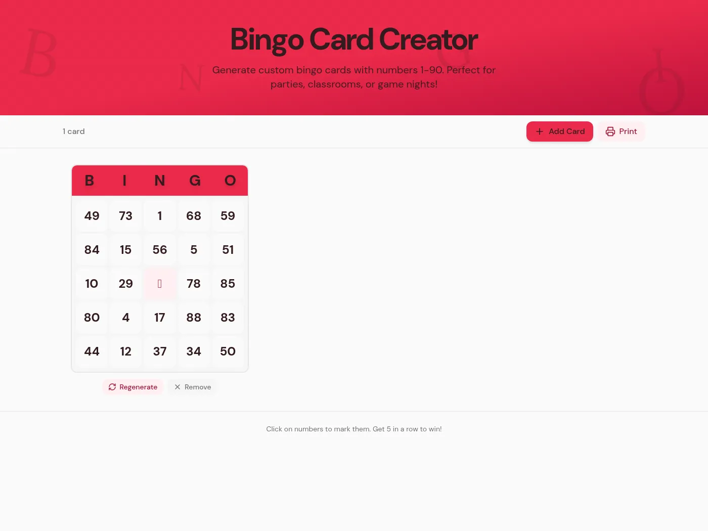 Bingo Card Creator