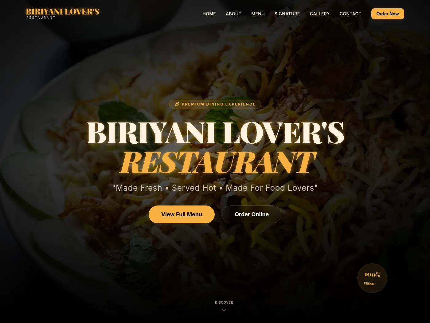 Biriyani Lover's Premium Site