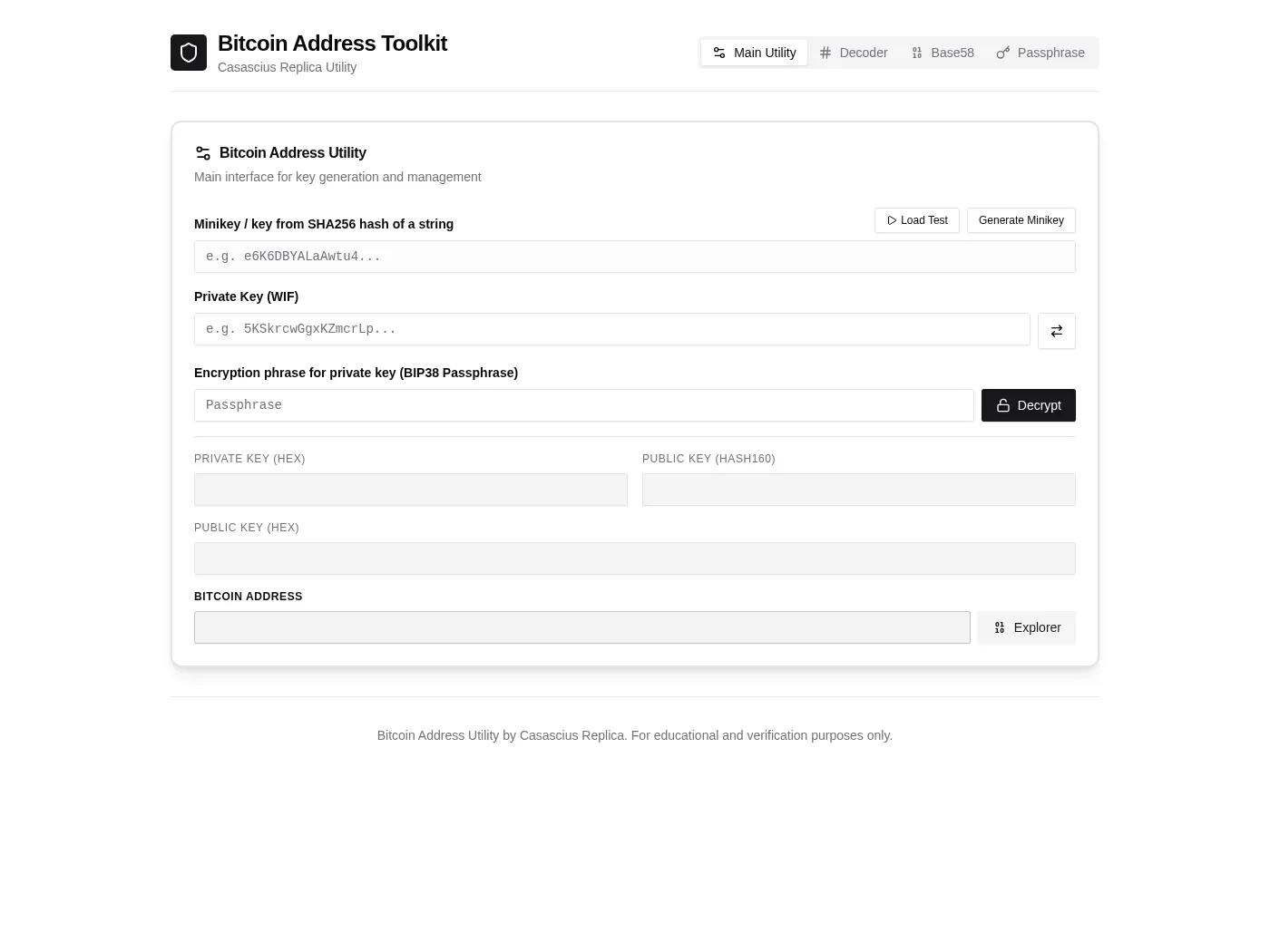 Bitcoin Address Toolkit