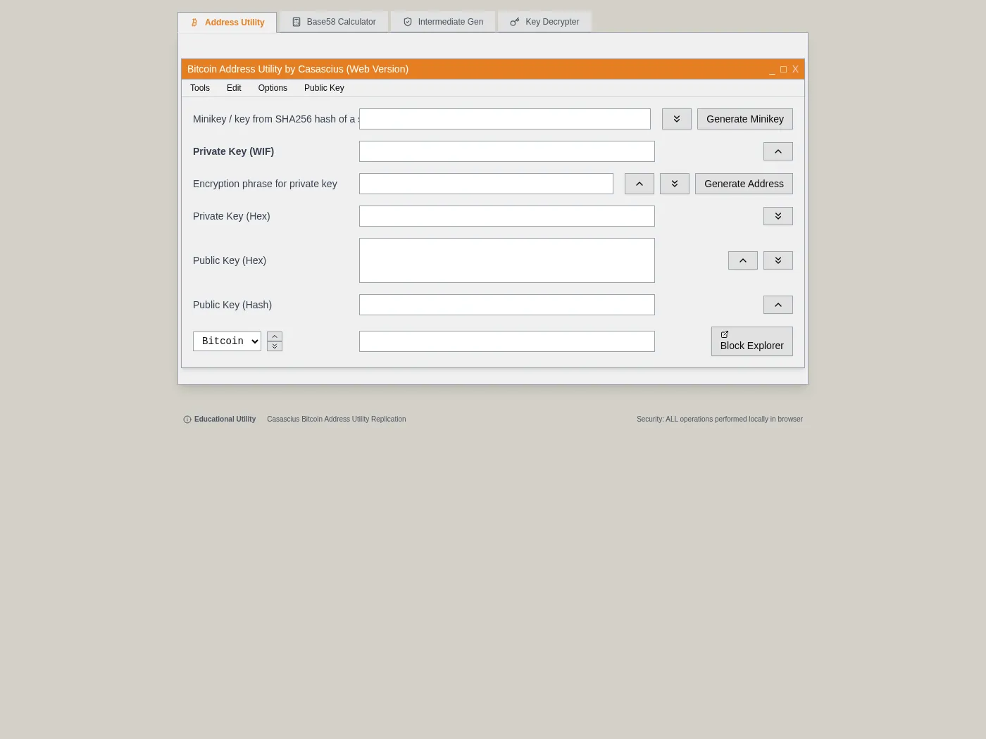 Bitcoin Address Utility Web