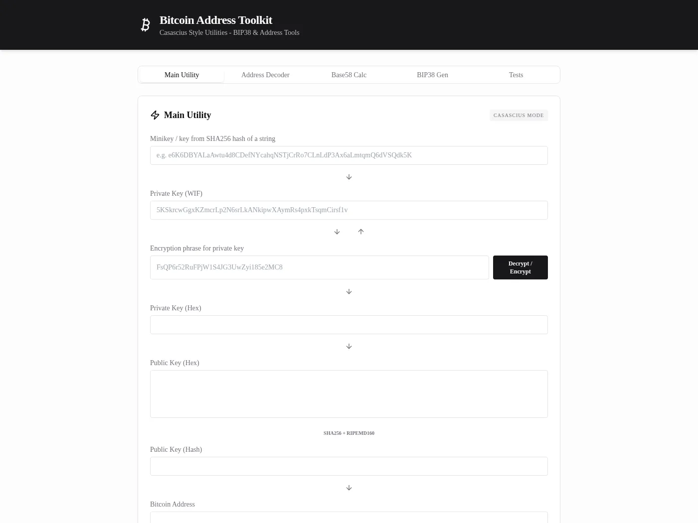 Bitcoin Address Toolkit