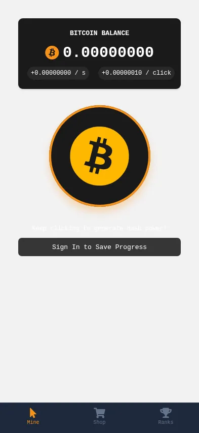 Bitcoin Clicker App