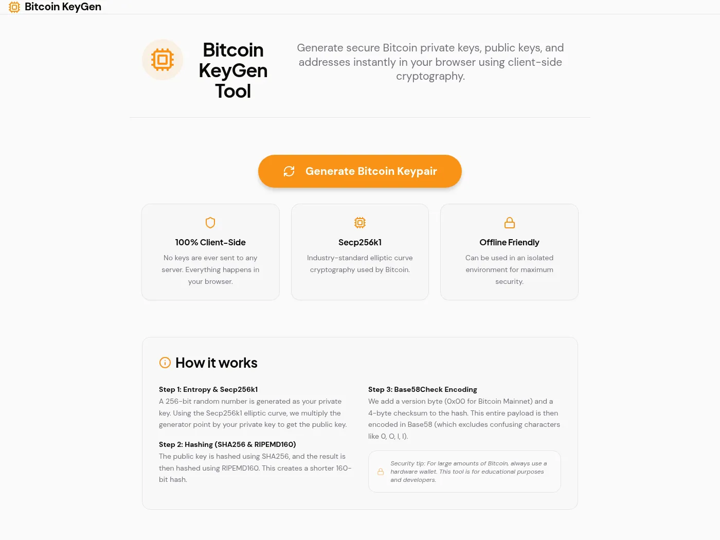 Bitcoin KeyGen Tool