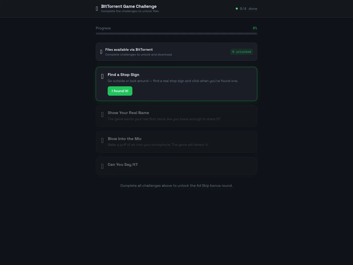 BitTorrent Game Challenge