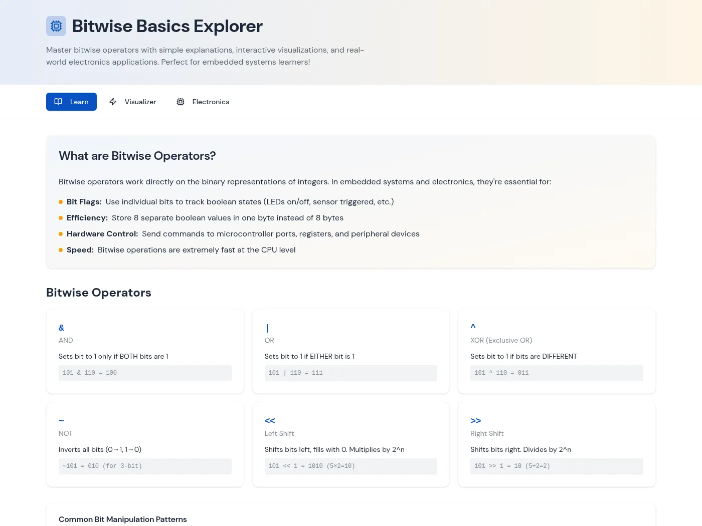 Bitwise Basics Explorer