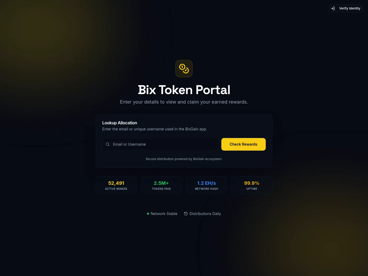 Bix Token Reward Portal