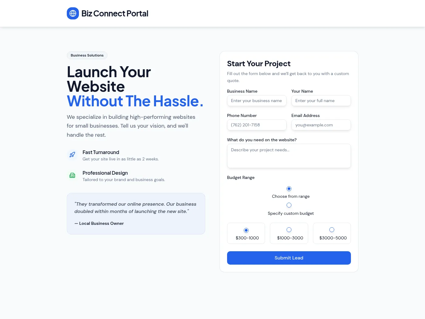 Biz Connect Portal