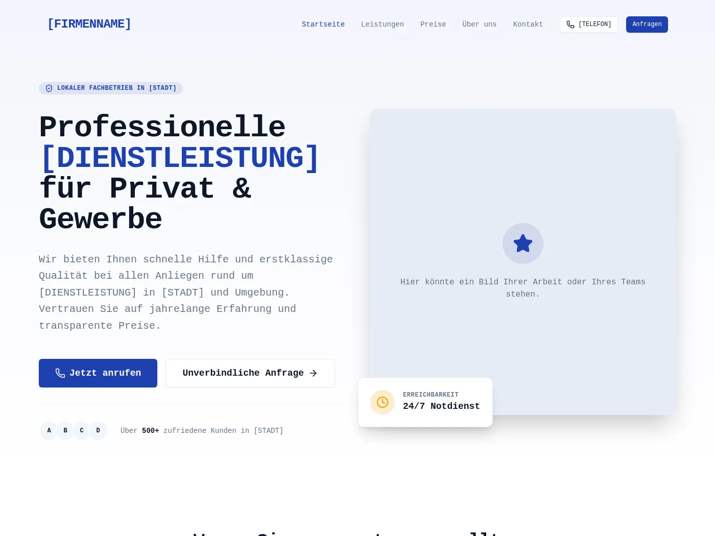 Dienstleister Business Webseite