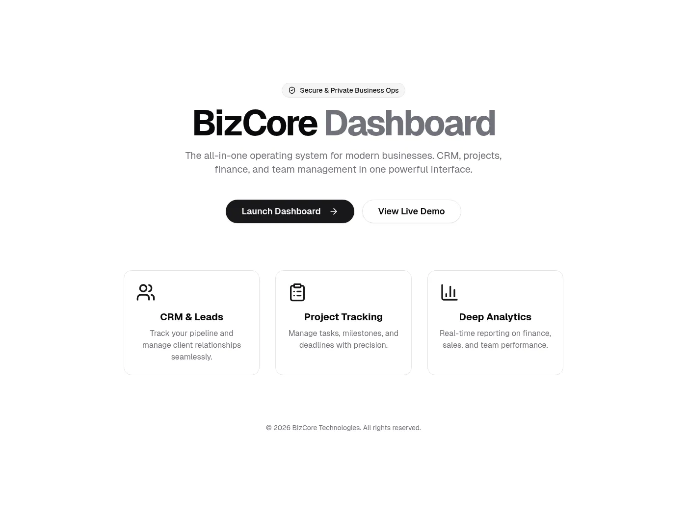 BizCore Dashboard