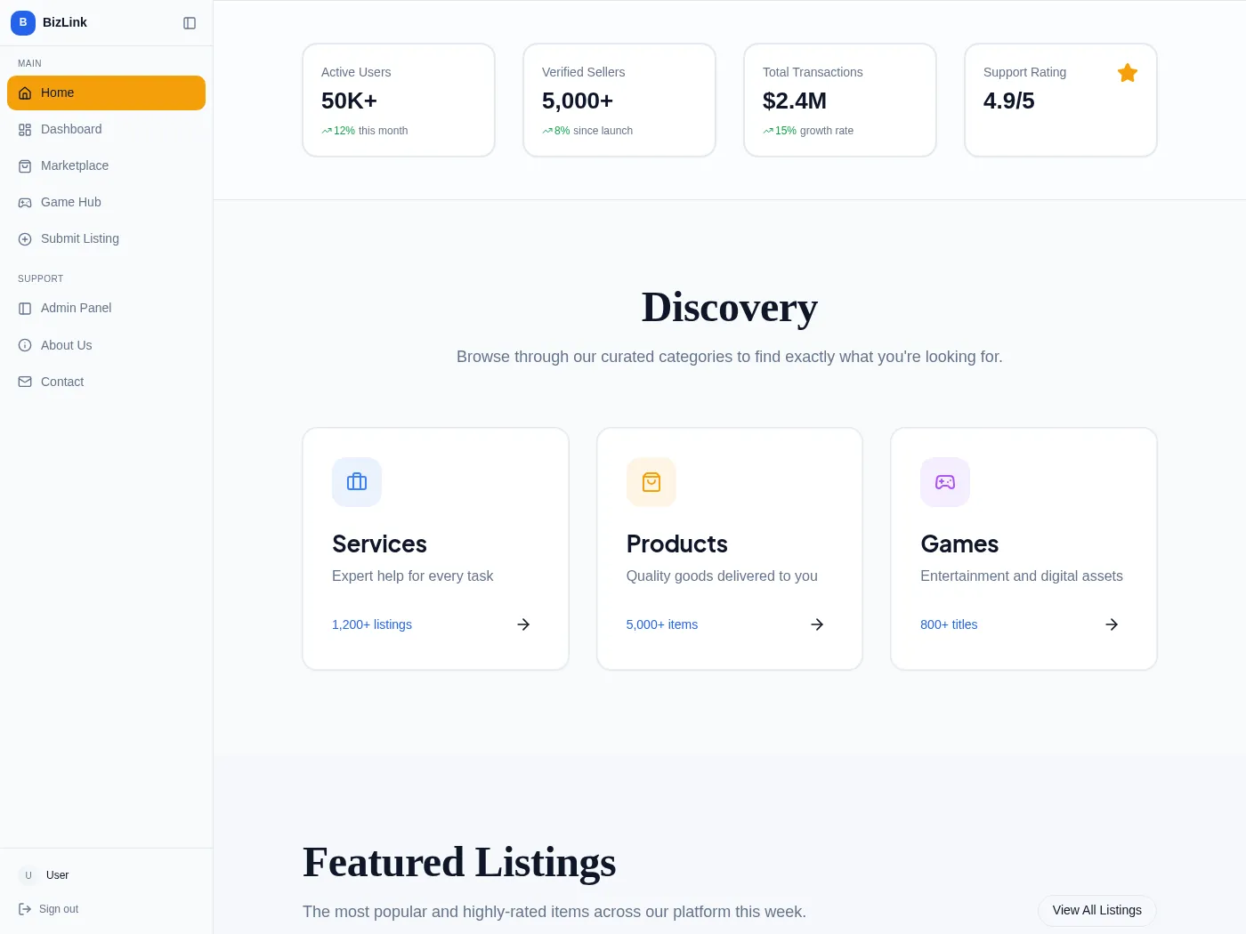 BizLink Hub Marketplace