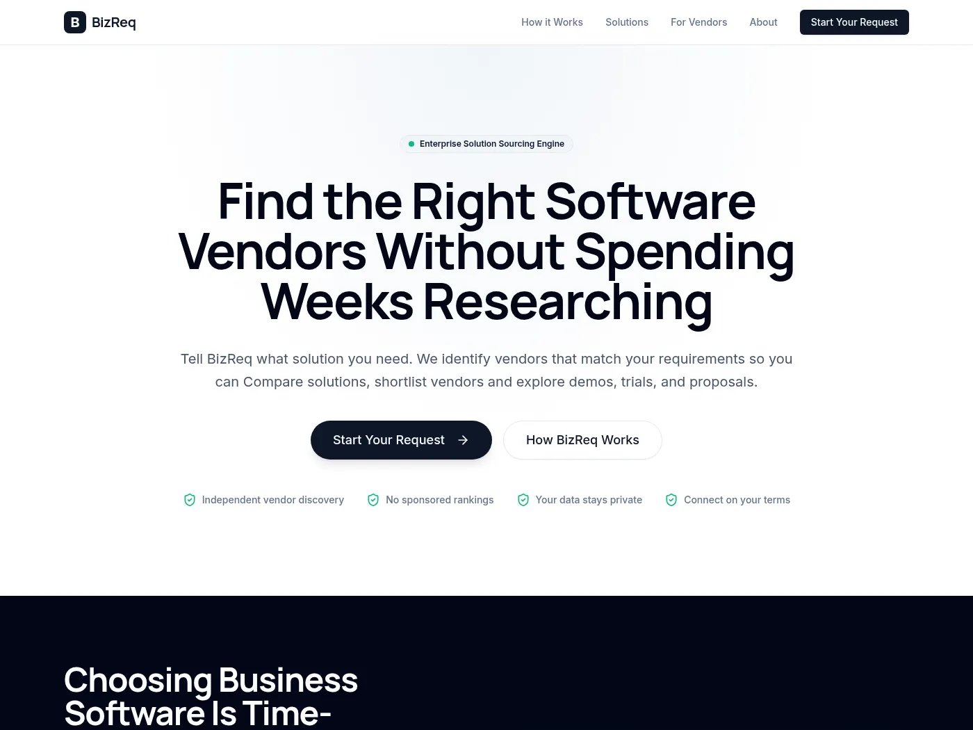 BizReq Enterprise Website