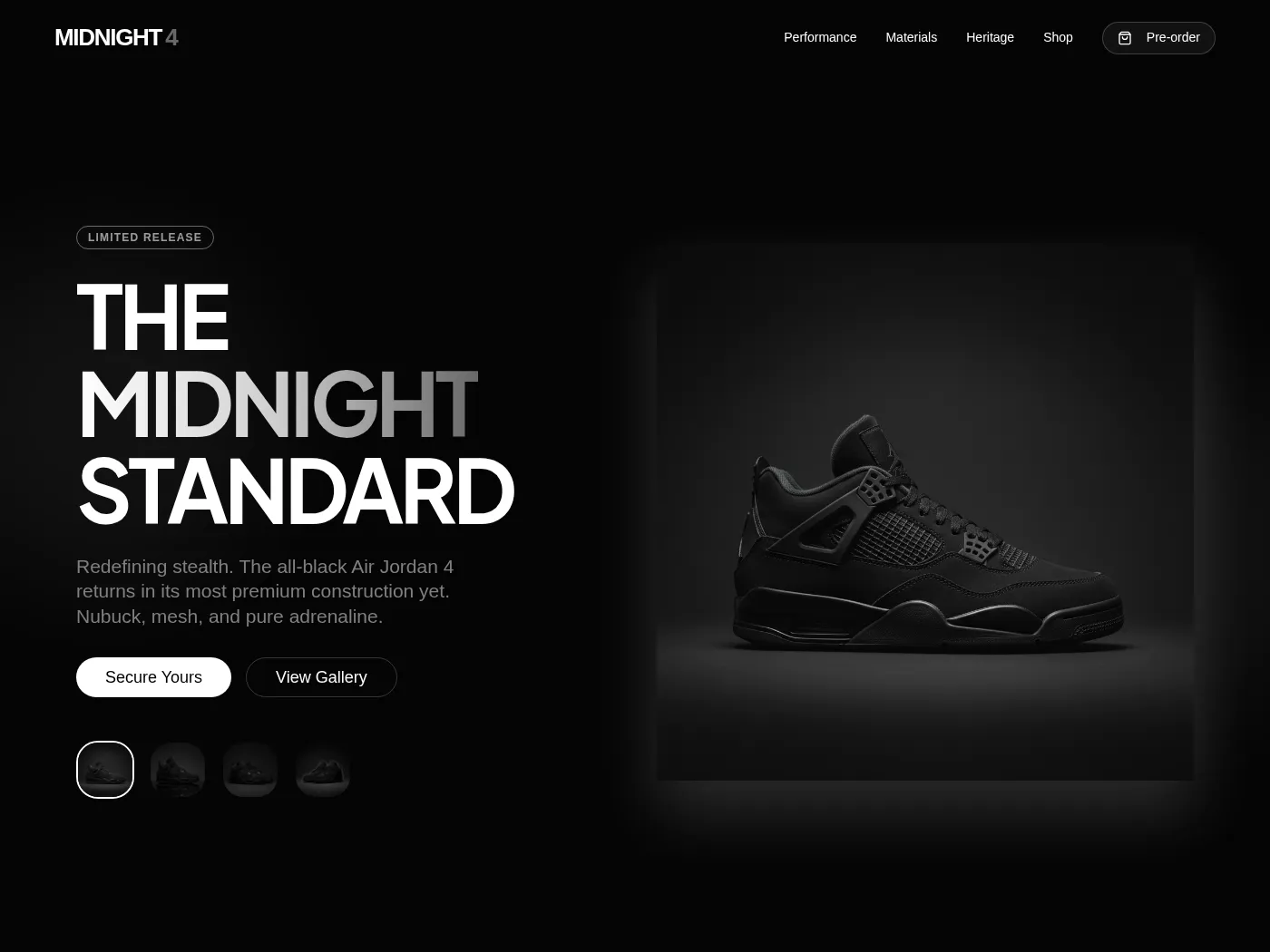 Black Jordan 4 Showcase