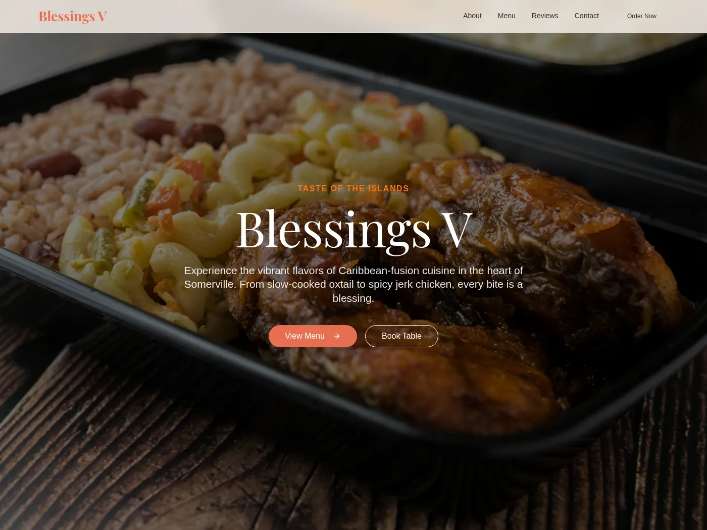 Blessings V Restaurant Page