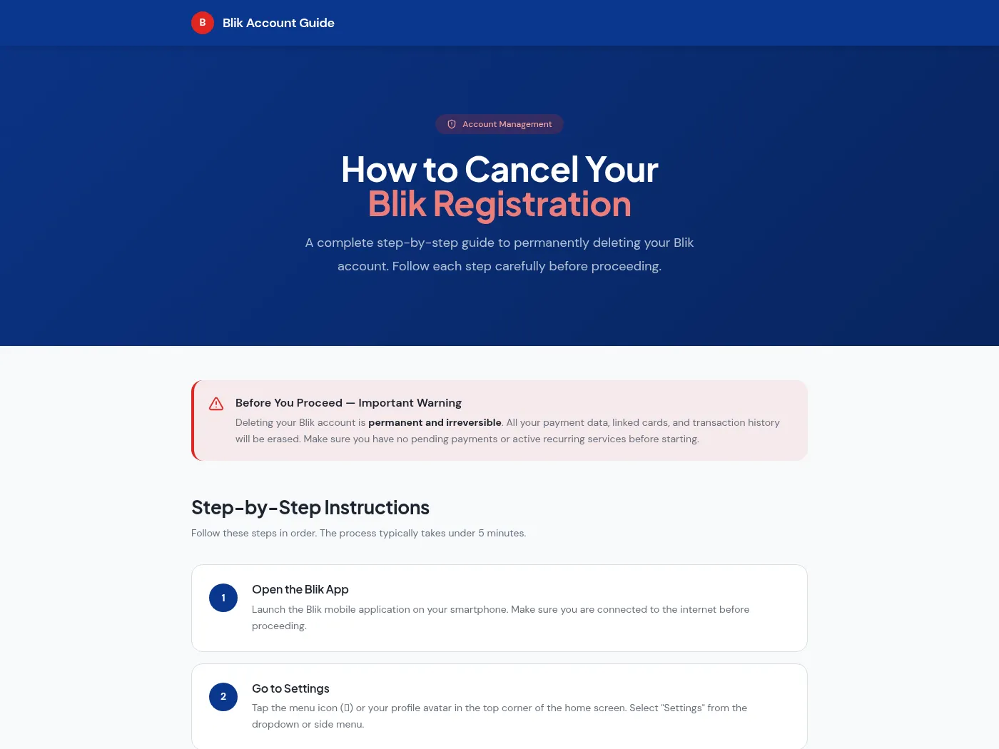 Blik Account Cancel Guide