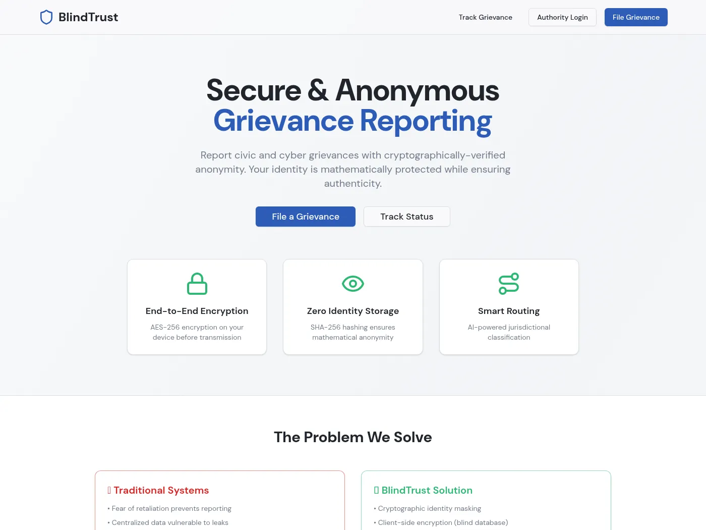 BlindTrust Grievance Portal
