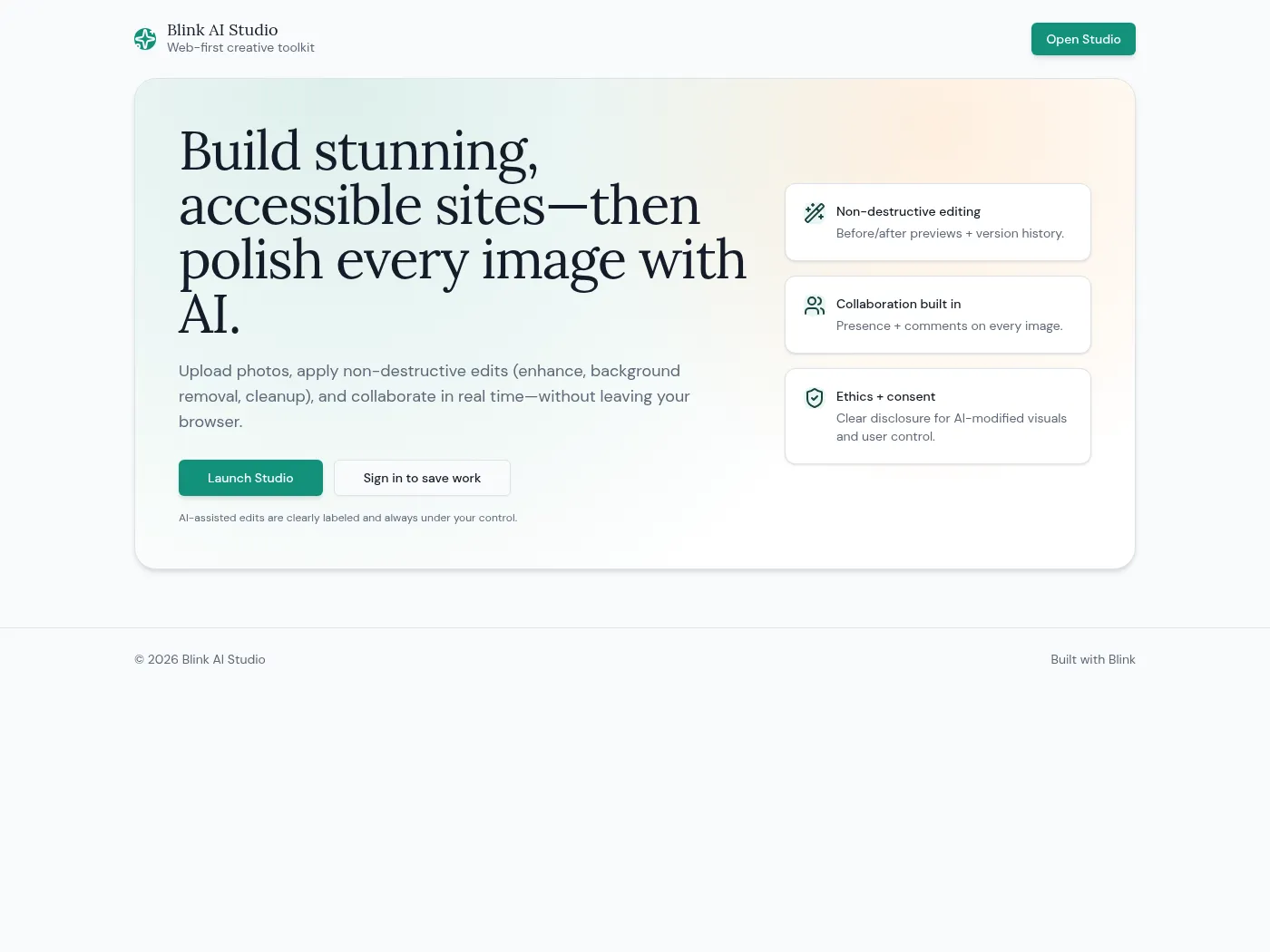 Blink Web AI Studio