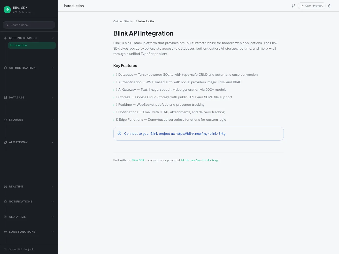 Blink API Integration Docs