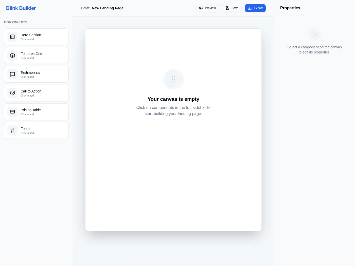 Blink Landing Builder