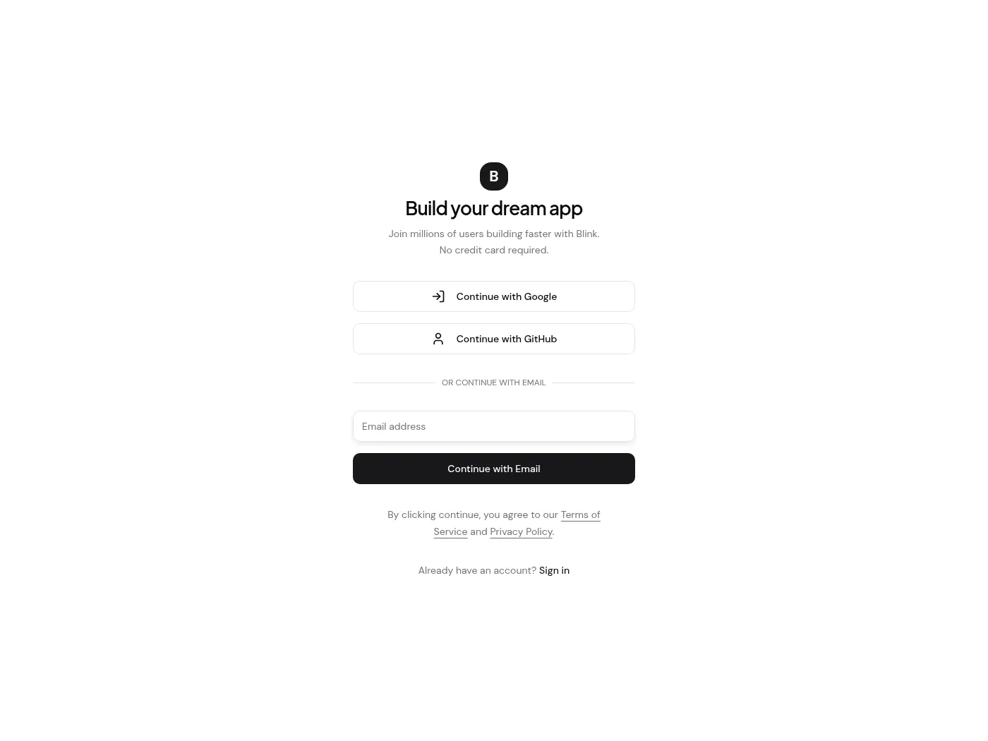Blink AI Sign-Up
