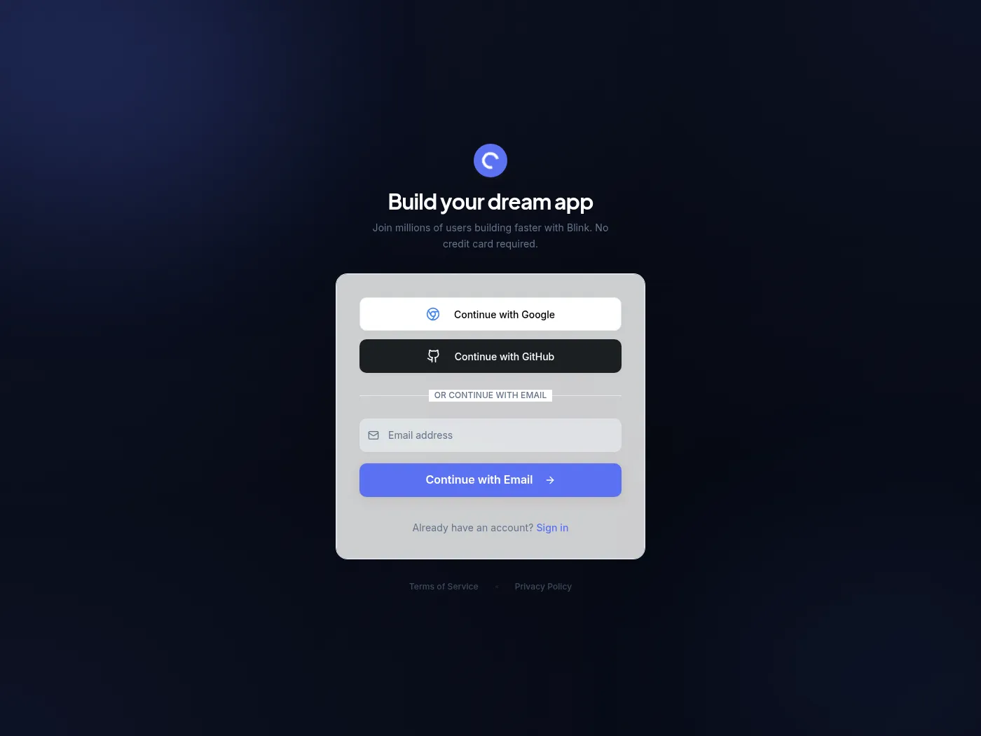 Blink Quick Signup