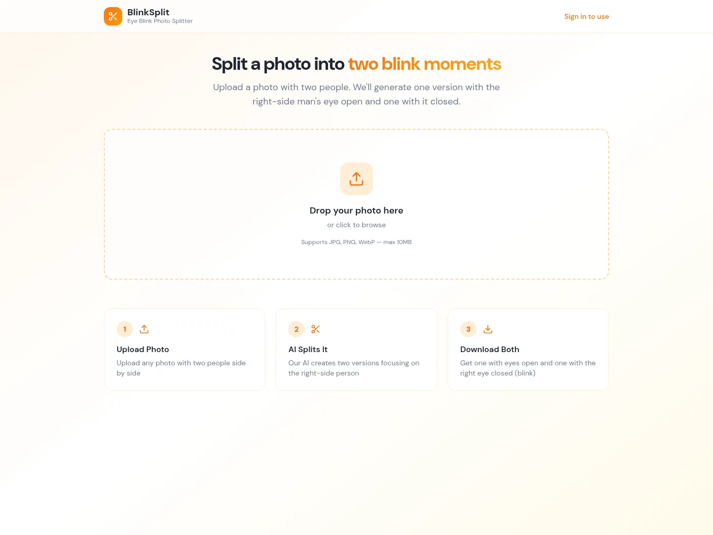 BlinkSplit Photo App