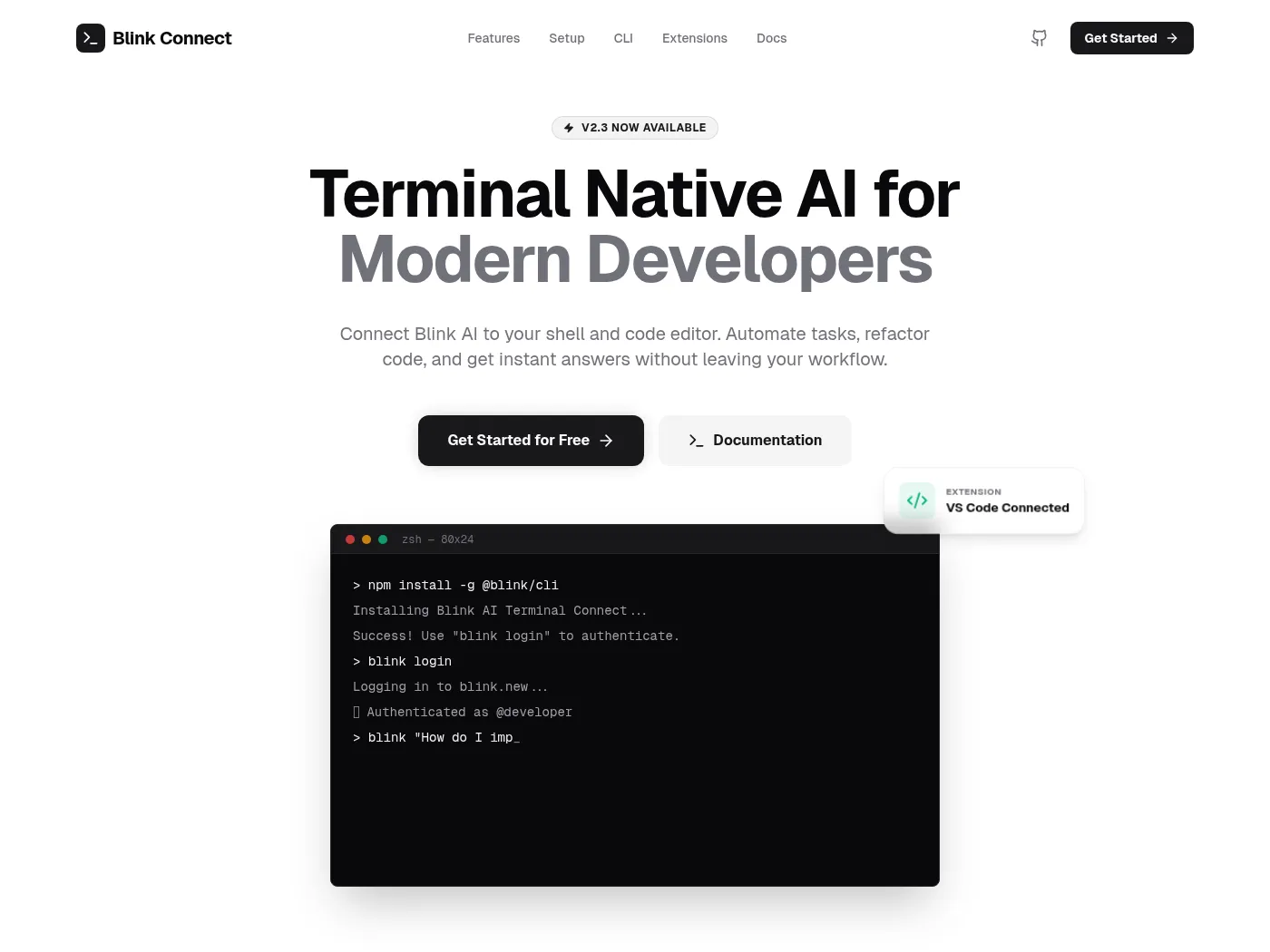 Blink AI Terminal Connect