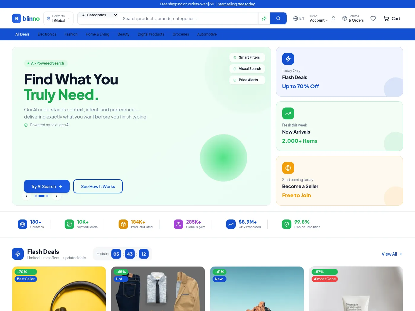 Blinno Marketplace Homepage