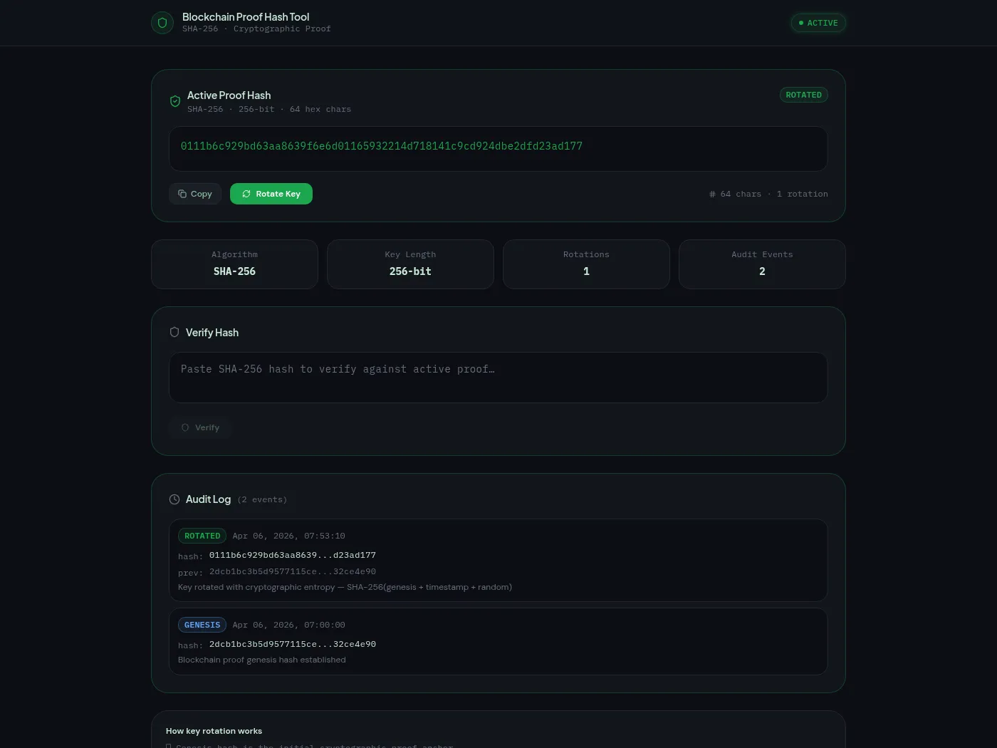 Blockchain Proof Hash Tool
