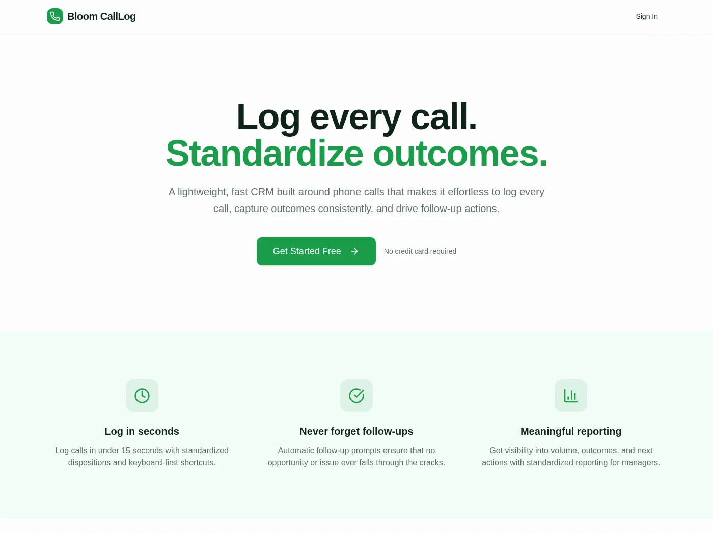Bloom CallLog CRM