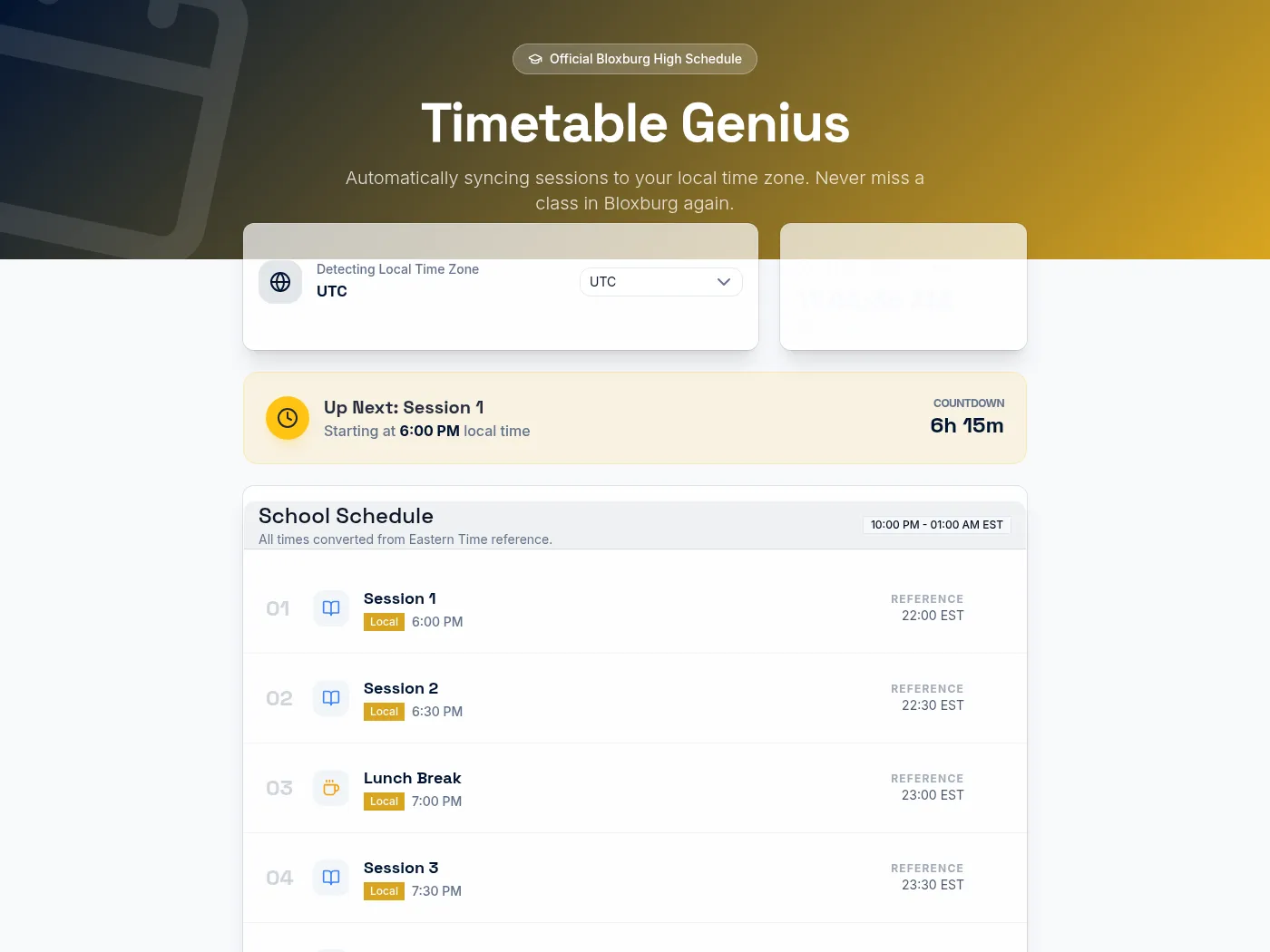 Bloxburg Timetable Genius