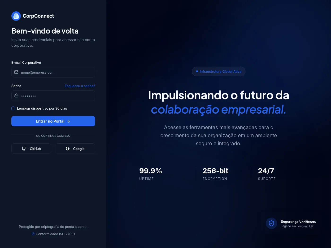 Blue Corporate Login