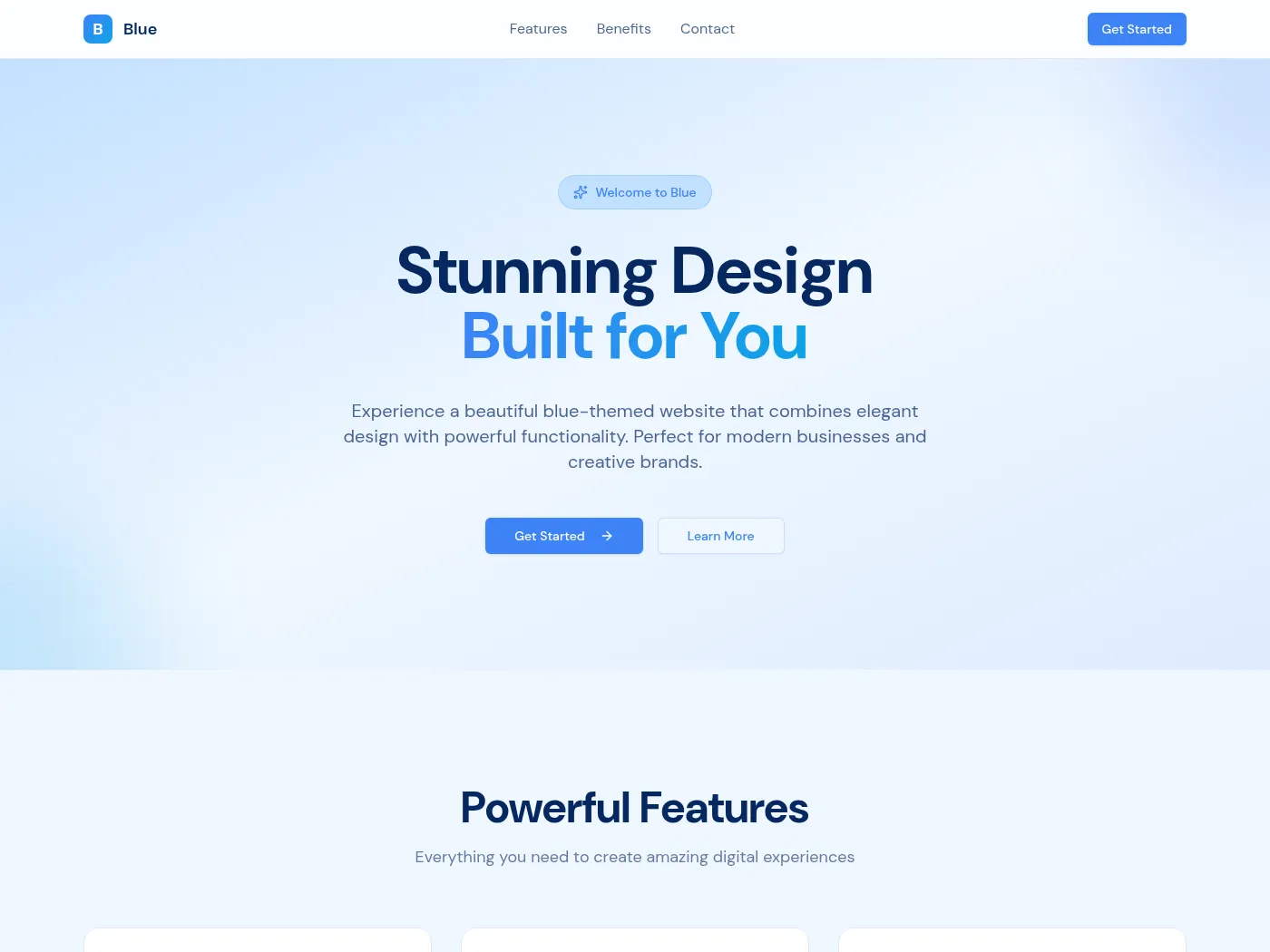 Blue Theme Webpage