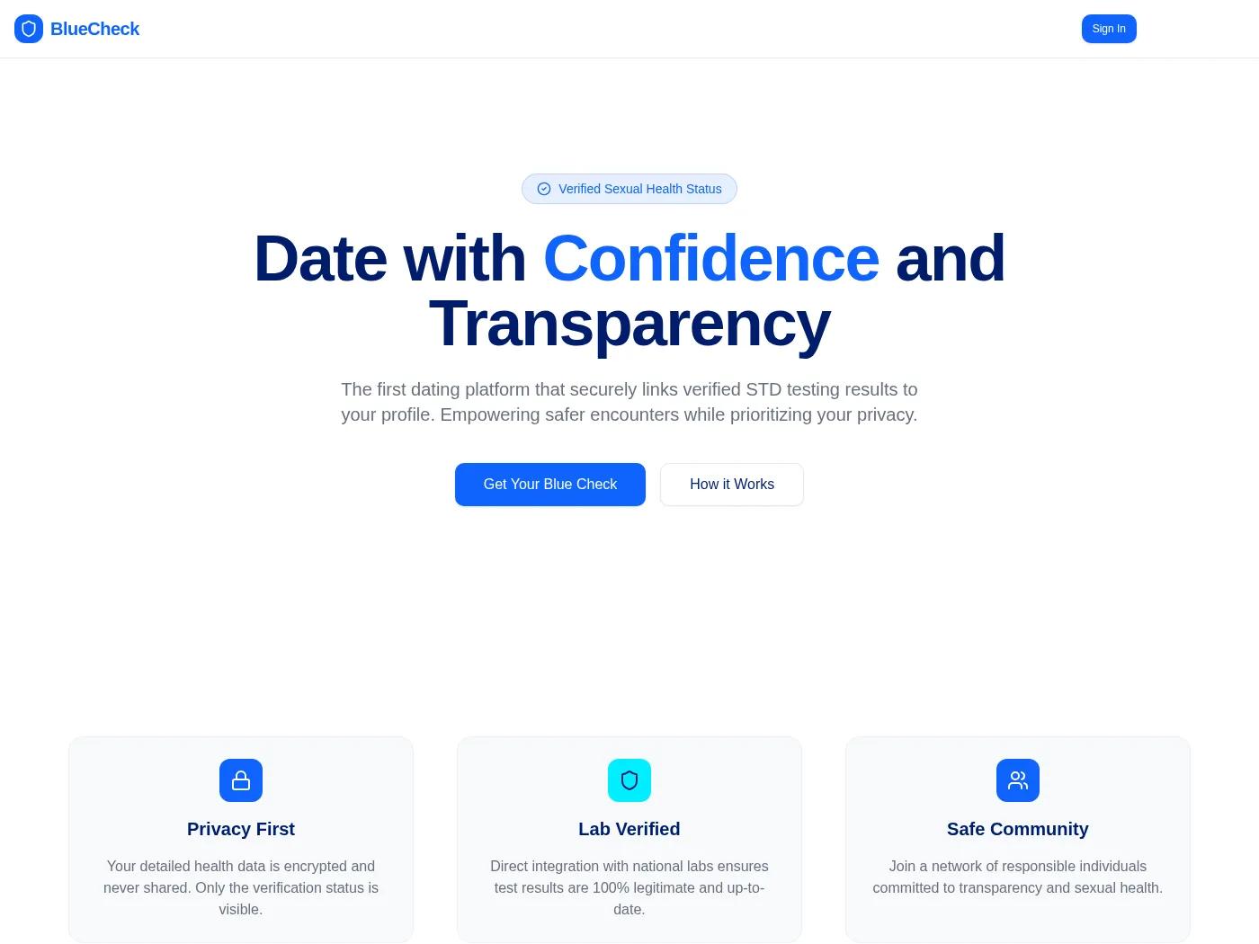 BlueCheck Dating Platform