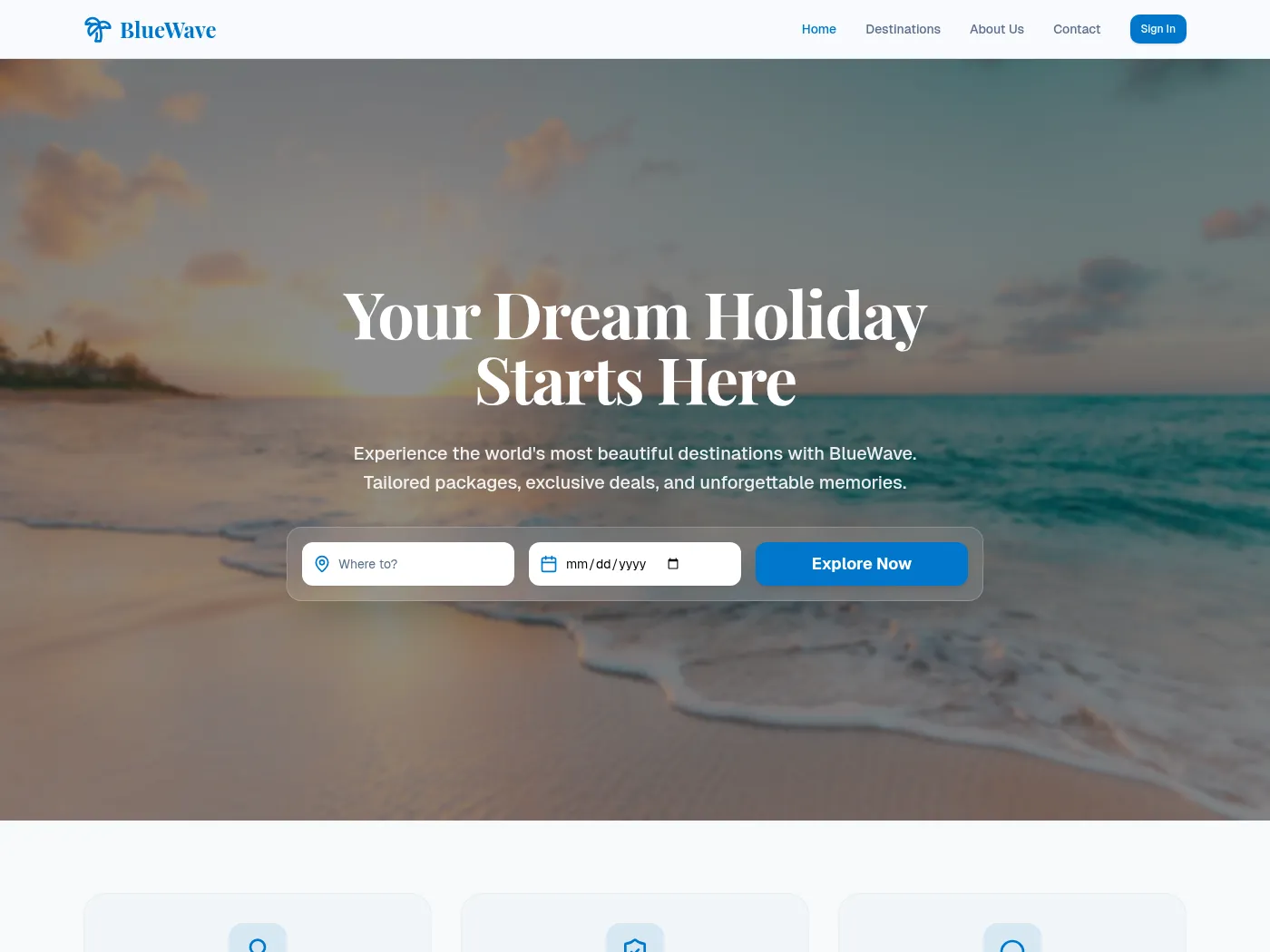 BlueWave Travel Site