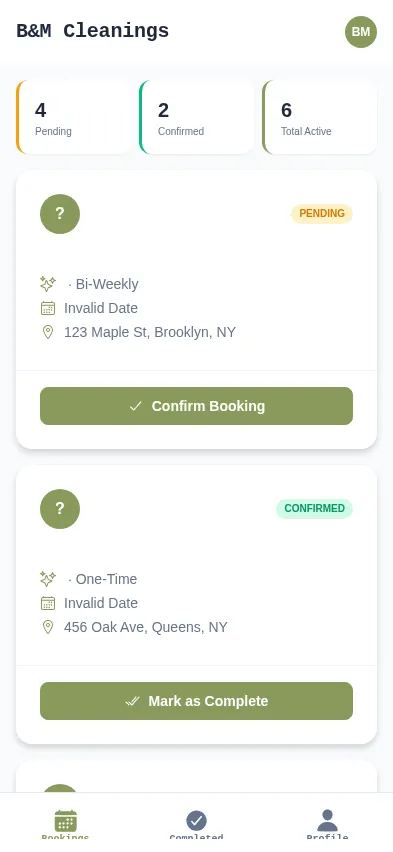B&M Cleanings App