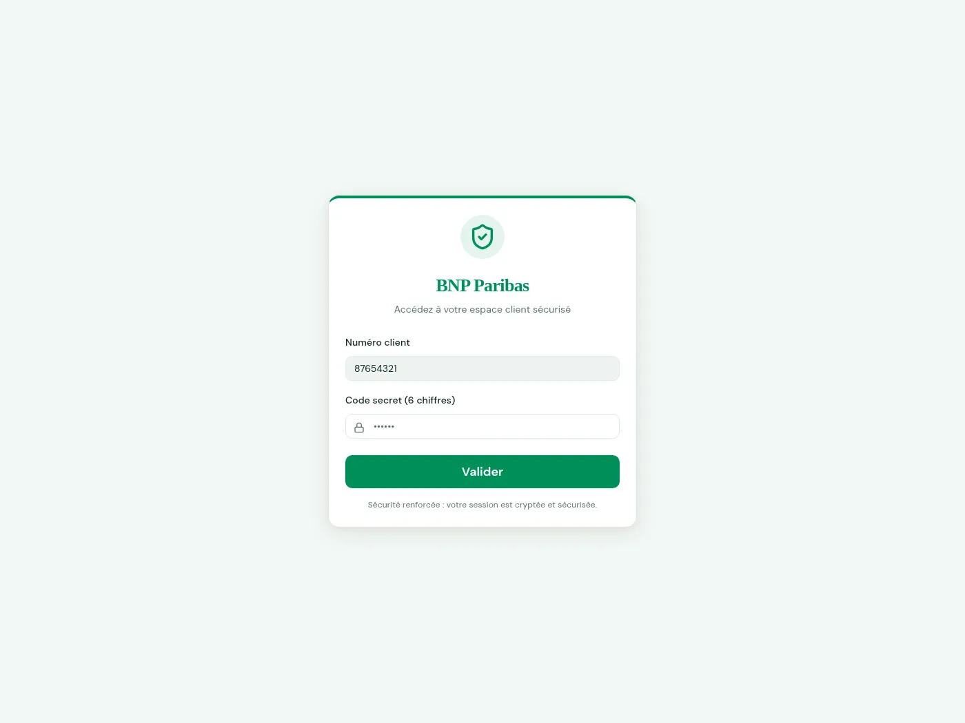 BNP Paribas Account Page