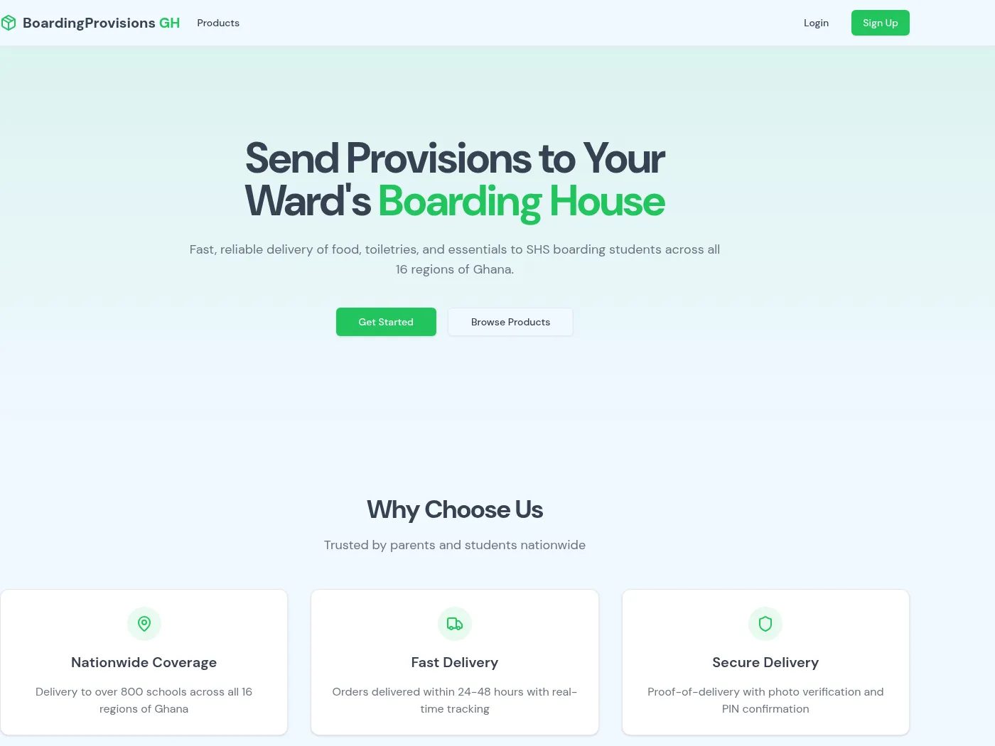 BoardingProvisions GH — National Online Provisioning for Ghanaian SHS Boarding Students