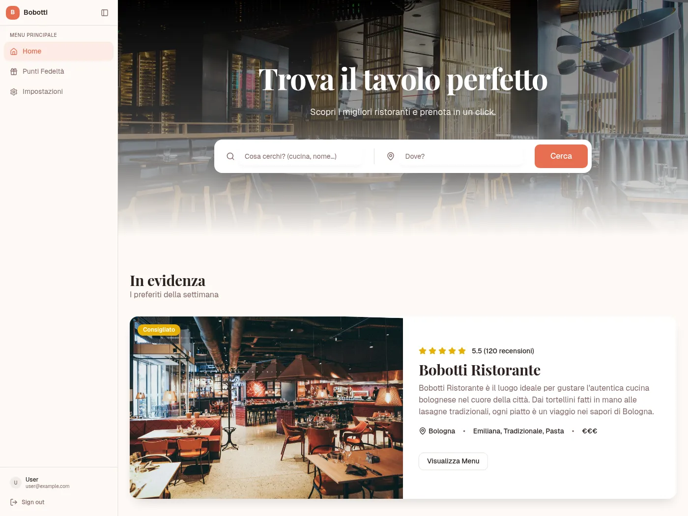Bobotti Ristorante Web