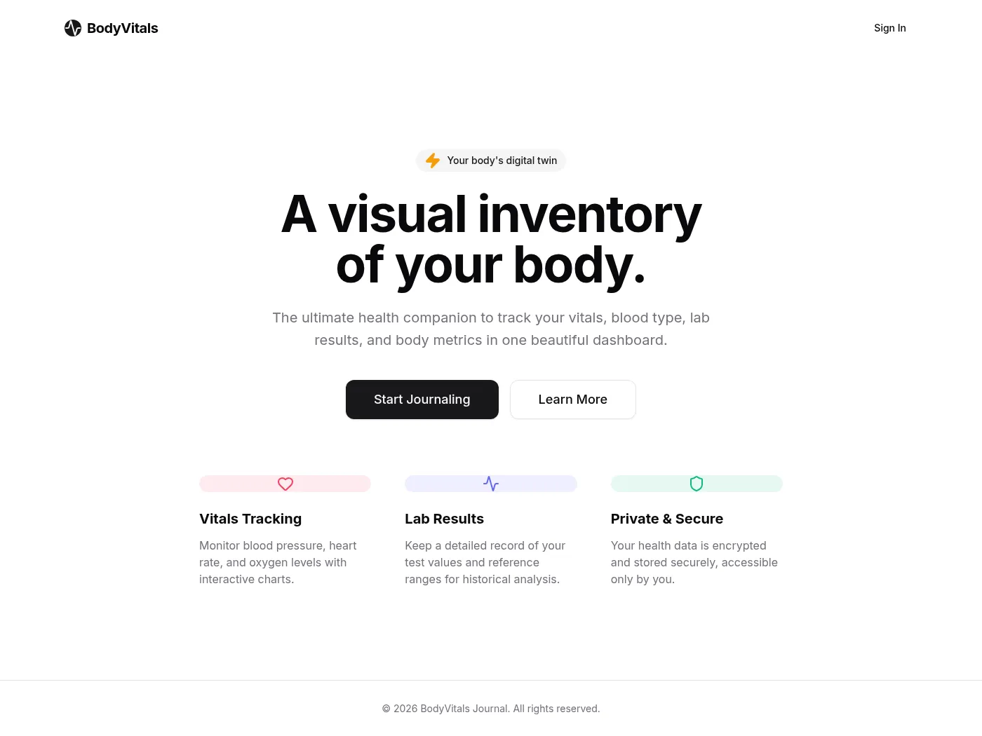 BodyVitals Journal