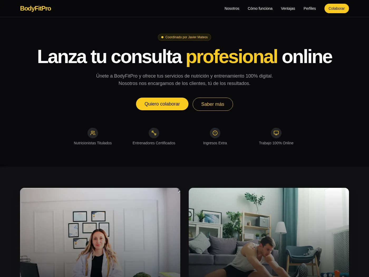 BodyFitPro Página Pro