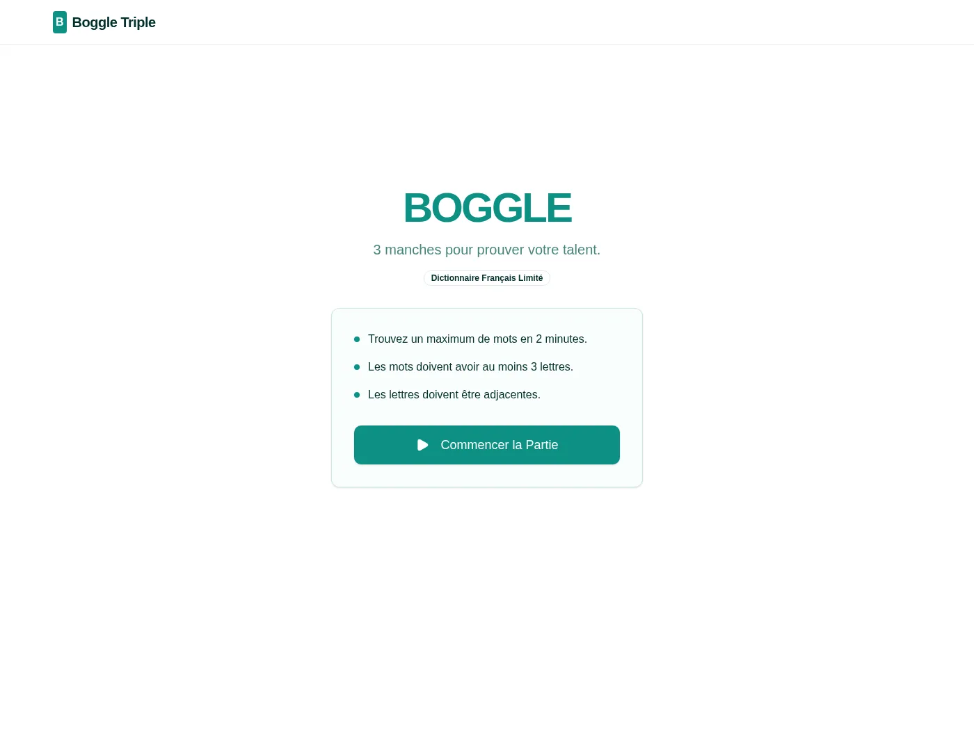 Triple Round Boggle Game