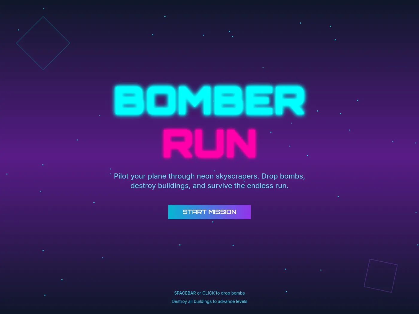 Bomber Run: Neon Skyscraper Destruction Game