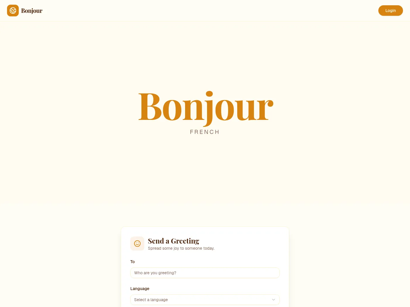 Bonjour Greetings App