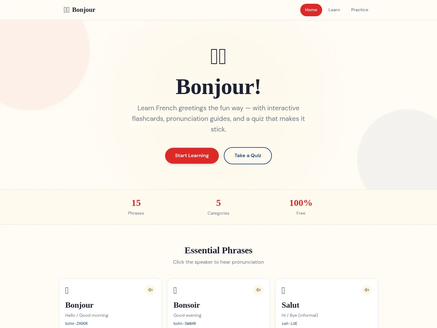 Bonjour Greetings App