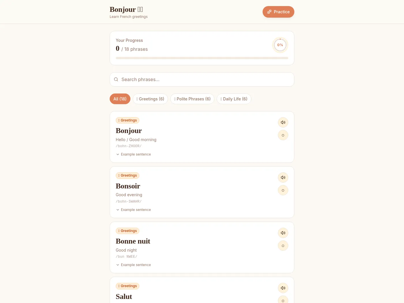 Bonjour Greetings App
