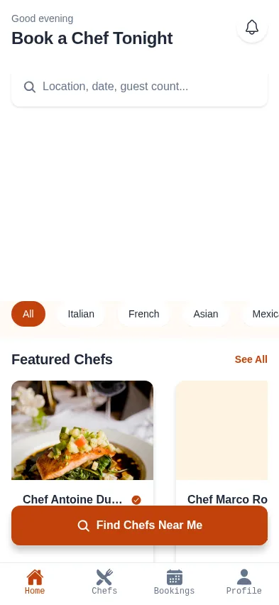 Book a Chef Mobile