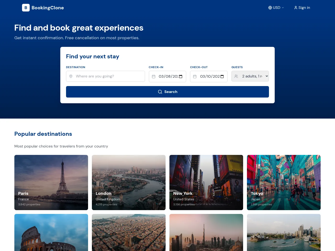 Booking Clone